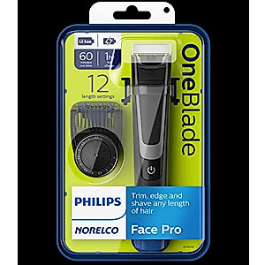 Philips Norelco Oneblade Pro Hybrid Electric Trimmer and Shaver, Black, QP6510/70