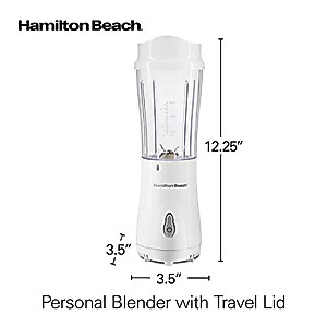 Hamilton Beach Personal Blender for Shakes and Smoothies with 14oz Travel Cup and Lid, White (51101V)