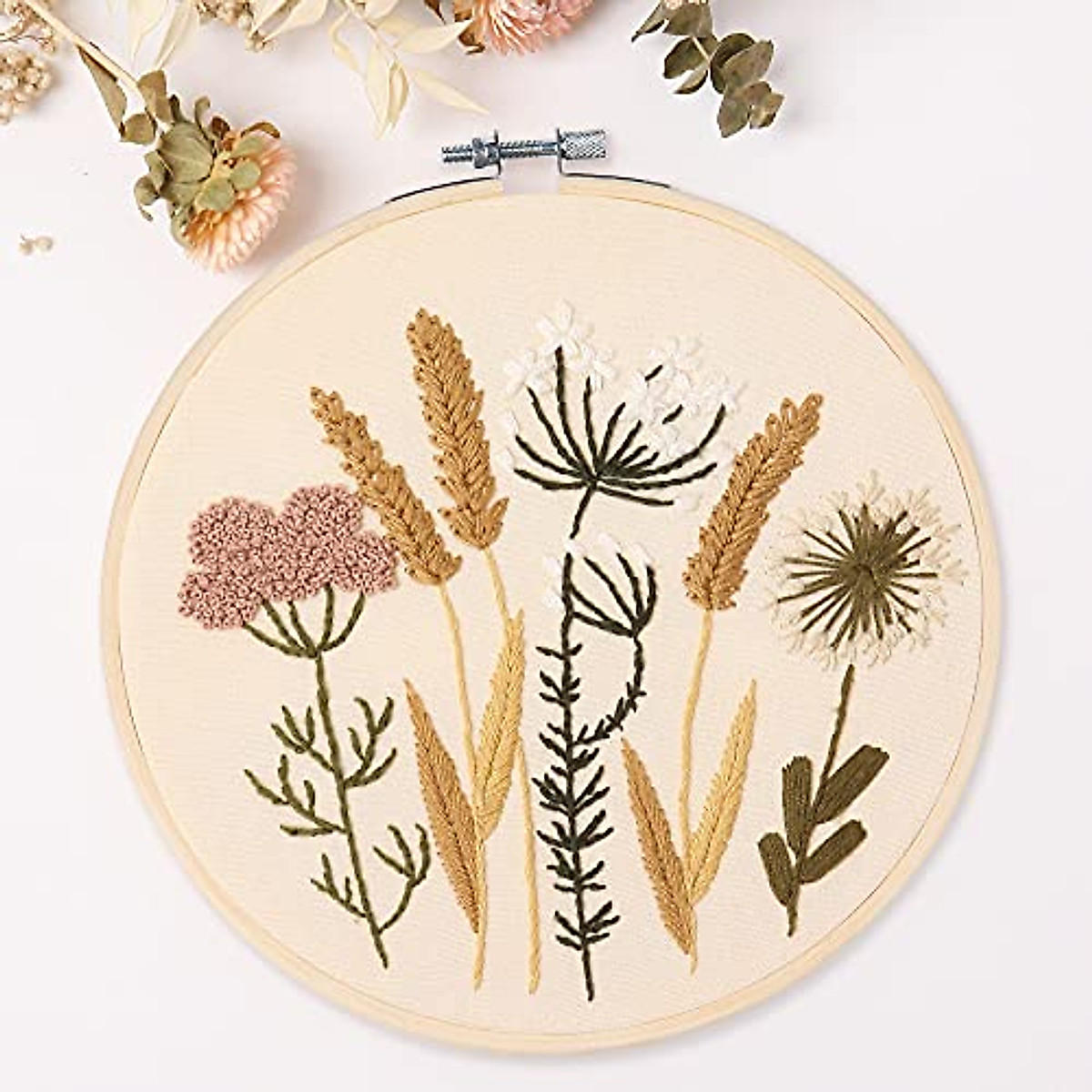 REEWISLY Embroidery Kit for Beginners 4 Sets, Hand DIY Cross Stitch Kits,4 pcs Embroidery Hoop,4 pcs Plants Flowers Embroidery Patterns and Threads,Easy for The Embroidery Beginners to Learn…