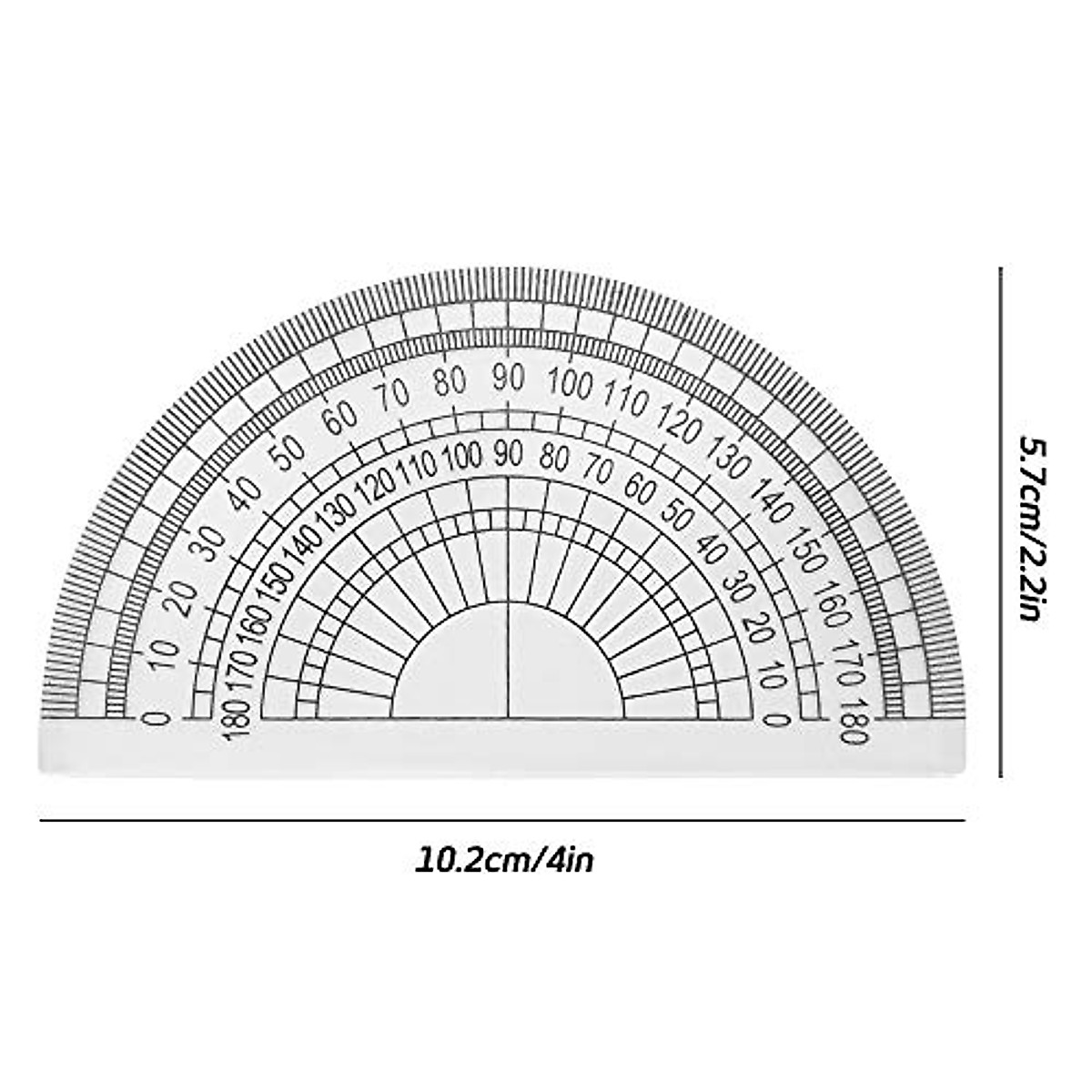 Set of 4, Clear Measuring Tools, DaKuan Plastic Straight Ruler (12 Inches and 6 Inches) and Protractor 180 Degree (4 Inch and 6 Inch)