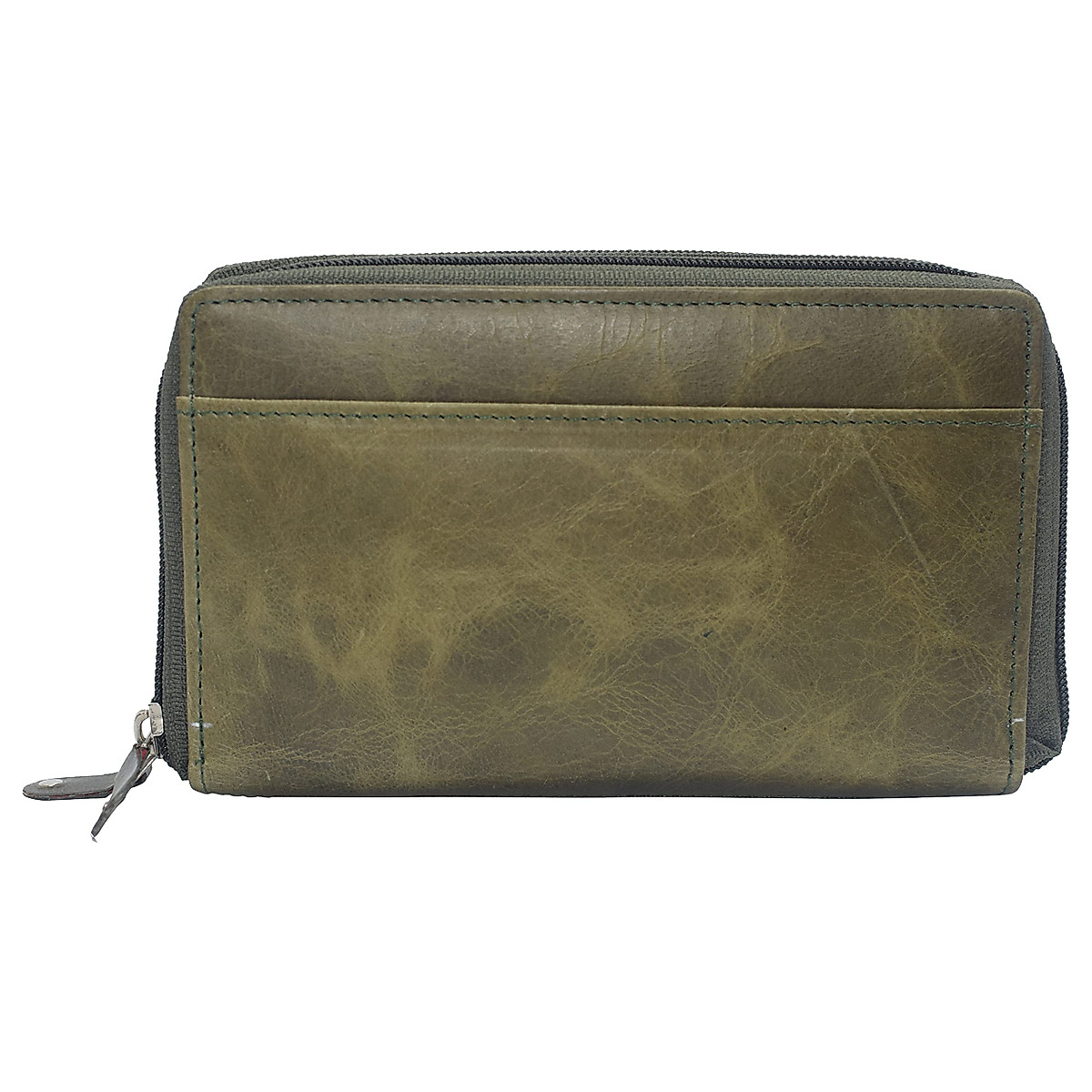 Cavelio Leather Wallets for Women RFID Blocking Double Zip Around Credit Card Holder Phone Clutch (Green)