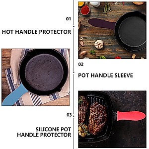Cabilock 5pcs Pot Handle Cover Skillet Pan Handle Cover Cast Iron Handle Cover Silicone Handle Sleeve Pot Pad Silicone Mitts Silicone Hot Handle Cover Detachable Kitchenware