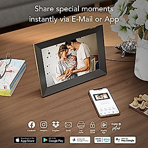 Nixplay 10.1 inch Touch Screen Digital Picture Frame with WiFi (W10K) - Black-Gold - Unlimited Cloud Photo Storage - Share Photos and Videos Instantly via Email or App - Preload Content