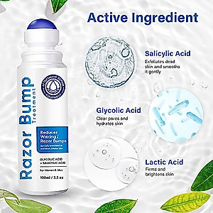Razor Bump Treatment - Ingrown Hair Treatment for Razor Bumps, After Shave Treatment for Face, Neck, Bikini Area, Legs, With Salicylic Acid, Glycolic Acid