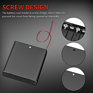 DAIERTEK 4 AA Battery Holder with Switch 6V Battery Case Holder with Cover 4 Slots 1.5V AA Battery Storage Box with Wires Battery Connector -3pcs