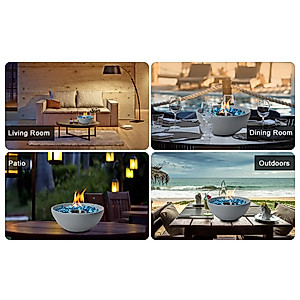 Tabletop Fire Bowl, 10.5 Inch Portable Clean Burning Alcohol Firepit, Concrete Fireplace for Indoor and Outdoor use Gray