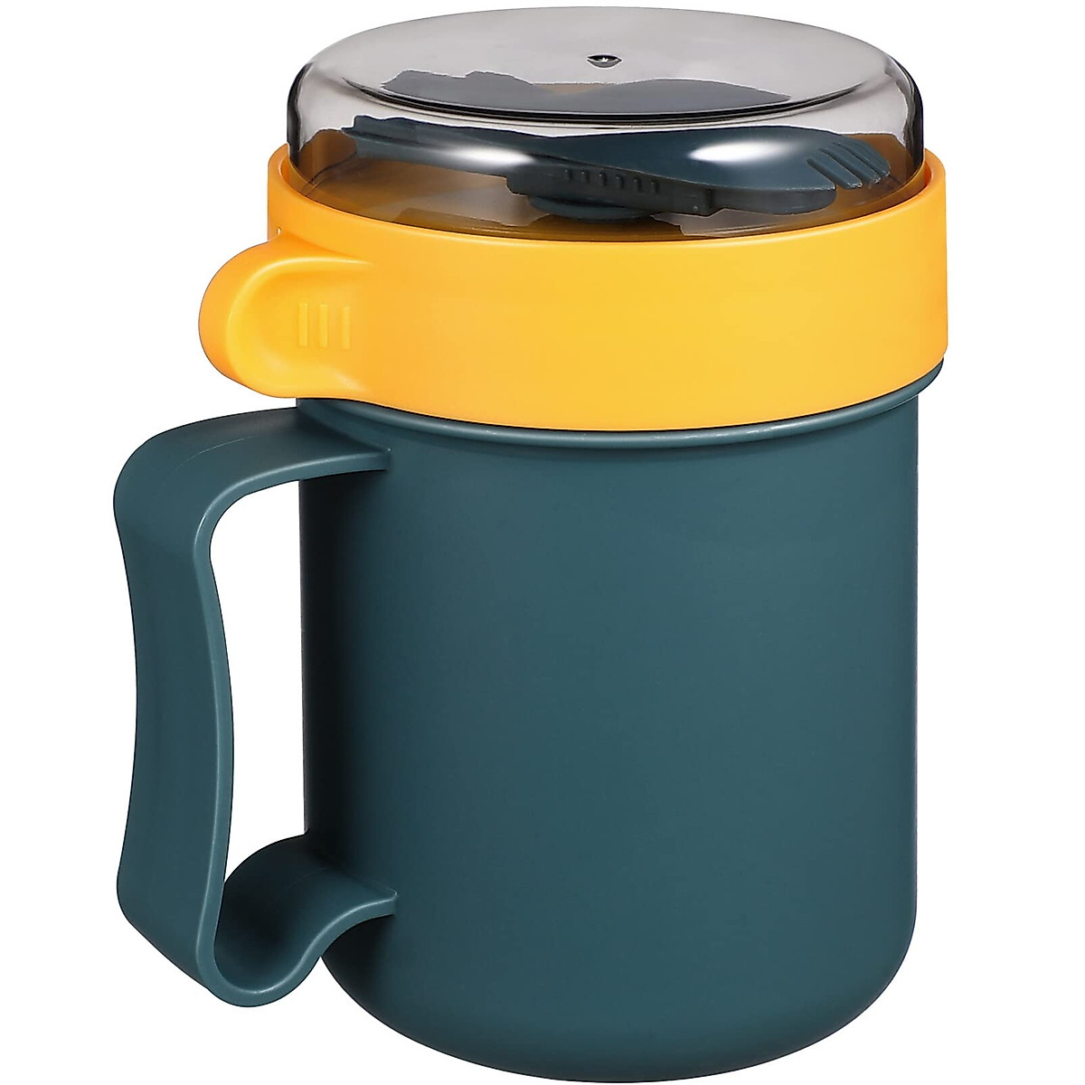 Cabilock Microwave Soup Mug with Lid and Scoop Portable Breakfast Cup Container Porridge Lunch Box with Spoon