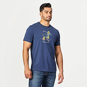 Life is Good Men's Crusher T, Short Sleeve Cotton Graphic Tee Shirt, Happy Hour Fishing, Darkest Blue, X-Large