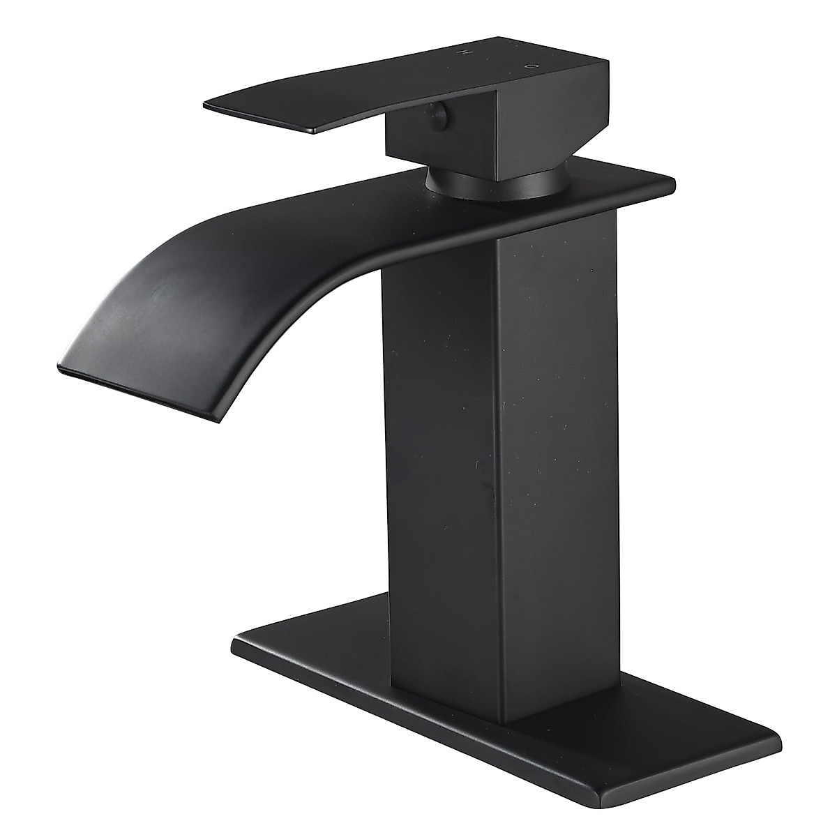 Bathroom Faucet Single Handle, 1 or 3 Hole Faucet Black Modern Bathroom Faucet, Waterfall Spout Faucet for Bathroom Sink, Single Handle Vanity Sink, Rv Lavatory Washbasin Faucet with Deck Plate & Hose