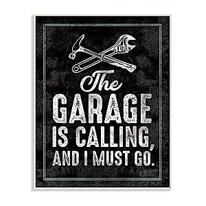 Stupell Industries Garage is Calling Work Room Funny Word, Design by Artist Retrorocket Studio Wall Art, 10 x 15, Wood Plaque
