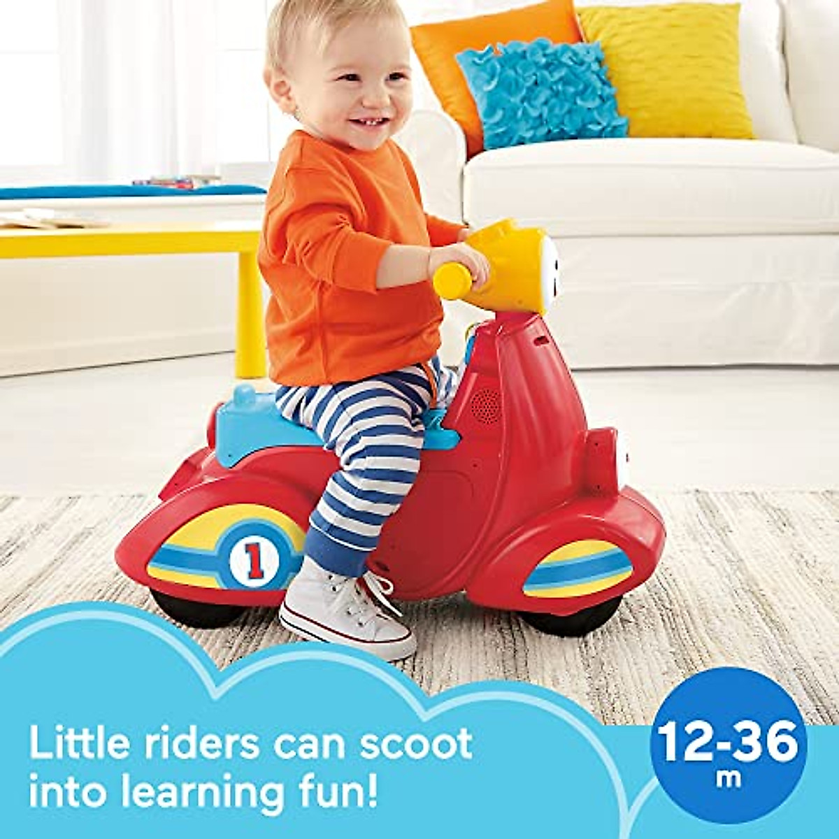 Fisher-Price Laugh & Learn Toddler Ride-On, Smart Stages Scooter, Musical Learning Toy with Motion-Activated Songs for Ages 1+ Years