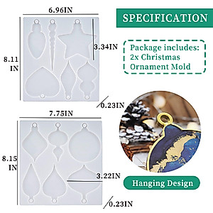 Wehous 2PCS Christmas Resin Molds, Christmas Pendant Keychain Silicone Mold, Christmas Ornament Molds for Epoxy Resin Casting, DIY Resin Accessories Jewelry Art Craft Home Xmas Decor Gift