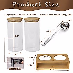 Glass Coffee Containers With Shelf, Coffee Bar Organizer And Accessories, Coffee Jars With Spoon, 2x 49oz Coffee Bean Storage Airtight Sealed Coffee Canister For Coffee Bean, Ground Coffee, Nuts