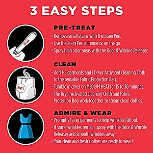 Dryel At-Home Mega Dry Cleaner Starter Kit, Includes Dry Cleaning Cloths and To-Go Stain Removal Pen - 14 Load Capacity