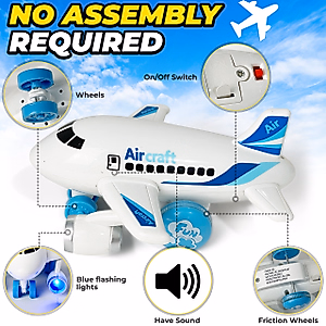 KIDSTHRILL Kids Airplane Toy for Boys & Girls. Set of Three Toy Airplanes with Flashing Lights, Music & Airplane Sound, Push and Go Toy Plane Gift Toys for Toddler Boys 2 3 4 5 6 7 Years Old & up