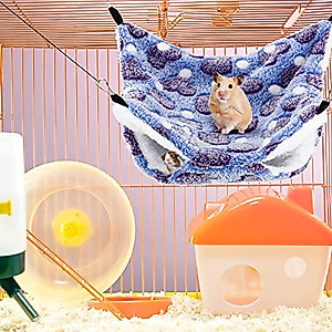 Sadnyy 10 Pieces Guinea Pig Rat Hammock Double Layer Ferret Sleeping Bed Toys Small Animal Hanging Cage Warm Hammock for Ferrets Chinchilla Reptile Glider Squirrel Hideout Play Sleep(Fresh Pattern)
