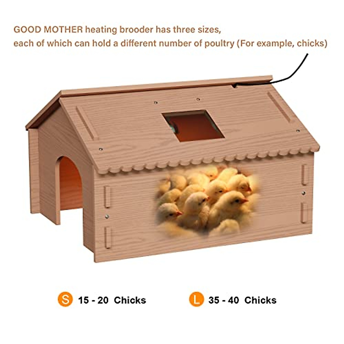 GOOD MOTHER Chick Heat lamp Chick Brooder Duckling brooder Heat lamp brooder Quail Bird Heater brooder for 10-20 Chicks Upgrade Viewing Window Small Brown