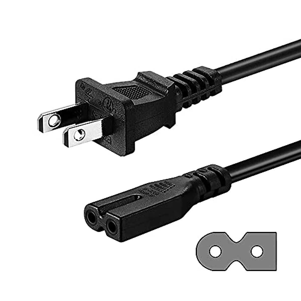 Parthcksi 6Ft 2 Prong Polarized Power Cord Compatible with Arris Router Modem; for Vizio Sharp Sanyo Emerson TV; PS1 PS2 XB DC Console System; for Bose Companion 3 5 Speaker Audio System