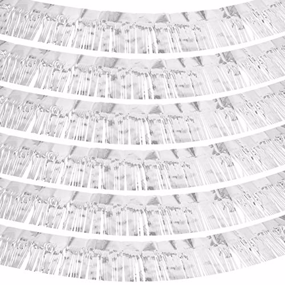 WILLBOND 6 Pieces 10 Feet Fringe Garland Foil Fringe Garland Metallic Tinsel Foil Garland Wall Hanging Fringe Banner for Wedding Birthday Parties Holiday Decorations and More (Silver)