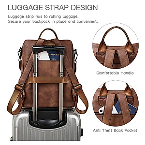 Shrrie Backpack Purse for Women Leather Backpack Fashion Designer Travel Backpack Convertible Shoulder Bag