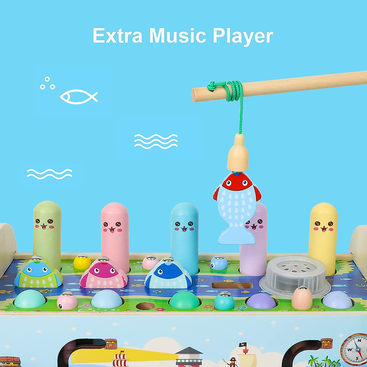 Rabing Wooden Pounding Bench ，8-in-1 Wooden Musical Hammer Toy with Xylophone ，Montessori Learning Toys with Wooden Hammer ，Wooden Activity Cubes,Music Education Puzzle Games Toys for Toddlers 1-3