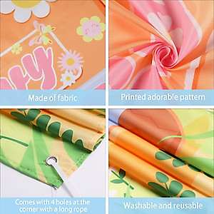 Hippie Bus Photo Prop, Groovy Birthday Party Decorations Large Fabric Hippie Bus Photo Door Banner Background Funny Selfie Frame Backdrop for 60's 70's Party Favors, 59 x 47.2 Inch (Cute Style)