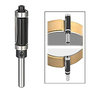Mesee 2 Pieces Top & Bottom Bearing Flush Trim Router Bit Set, 1/4 Inch Shank Pattern Template Trimming Router Bits with Bearing Guide Woodworking Milling Cutter Tool - Cutting Height 1" & 1-1/2"