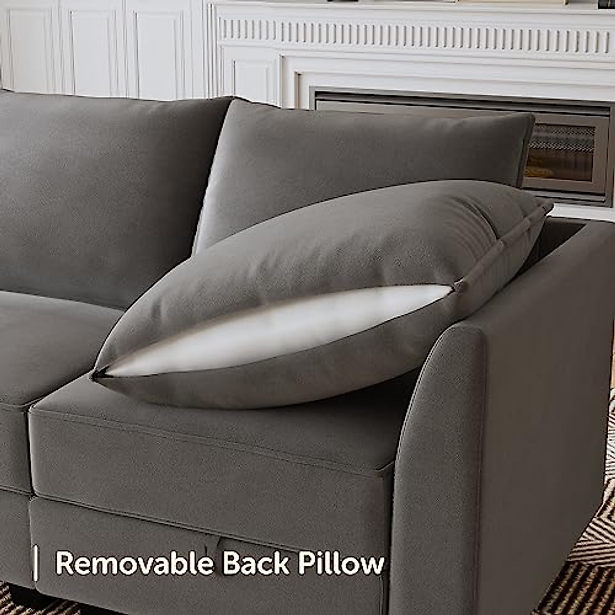 HONBAY Modular Sectional Sofa Velvet U Shaped Couch with Ottomans Convertible Sectional Couch 7 Seater Sofa with Storage Seat, Grey