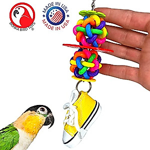 Bonka Bird Toys 1977 Sneaker Snowflake Bird Toy Durable Chew Treat Foraging Ball Parrot, Parrotlet, Quaker, Cockatiel, African Grey, and Similar pet Birds.