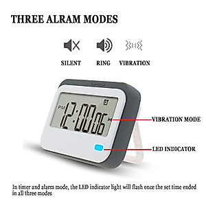 Yovell Digital Kitchen Timer 12/24 Hours Alarm Clock with LED Indicator for Cooking Sports Office Study Magnetic Back and Retractable Stand Big Digits