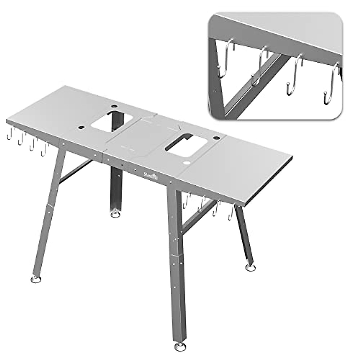 Stanbroil Universal Griddle Stand for Blackstone 17" or 22" Table Top Grill, Stainless Steel Griddle Table with Adjustable Legs and Shelf, Silver