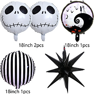 Nightmare Before Christmas Balloons Decorations Skull Halloween Party Decorations Balloon Garland Kit Purple Black Balloon Arch with Skull Balloons for Halloween Birthday Baby Shower Decorations