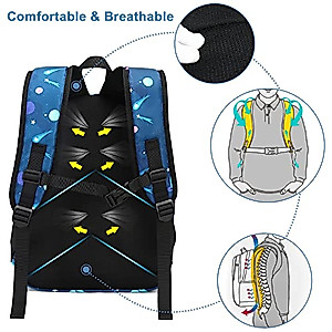 CAMTOP Backpack for Kids, Boys Preschool Backpack with Lunch Box Toddler Kindergarten School Bookbag Set (Galaxy Blue)