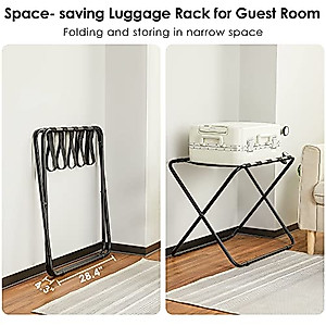 ELYKEN Luggage Rack for Guest Room 2 Pack, Folding Suitcase Stand, Heavy Duty 110LBS Load Bearing Easily Assemble Luggage Holder, Black