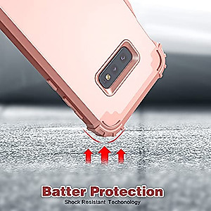 IDweel Galaxy S10E Case with Tempered Glass Screen Protector, Galaxy S10E, Hybrid 3 in 1 Shockproof Heavy Duty Protection Hard PC Cover Soft Silicone Rugged Bumper Full Body Cover, Rose Gold