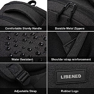 LIBENED Backpack for Women Men, School backpack for Teen, 15.6 inch Travel Laptop Backpack with USB Charging Port, Large Computer Bookbag with 2 Compartments, Ergonomic Straps