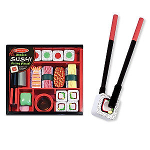 Melissa & Doug Sushi Slicing Play Food Set - Pretend Play Kitchen Toys, Wooden Sushi Food For Play, Pretend Sushi For Kids Ages 3+