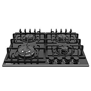 Empava 24" Gas Cooktop in Black Tempered Glass with 4 Burners 24XGC28