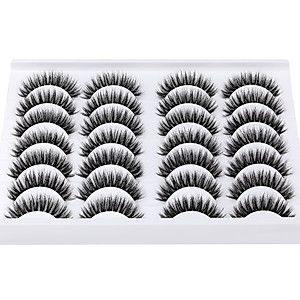 ALICROWN Short Eyelashes Natural Look False Lashes Mixed Lightweight Fluffy Handmade Soft Volume 14 Pairs Faux Mink Pack