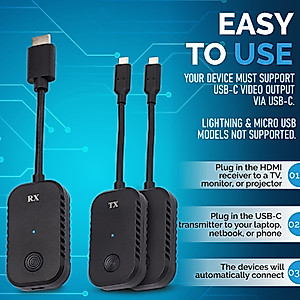 ClearClick Present+Share (USB-C Edition) - Wireless Presentation & Video Broadcasting System for Laptops & Smartphones (2 USB-C Transmitters, 1 HDMI Receiver)