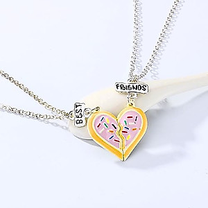TTPAIAI 30 Best Friends Half Heart Pendant Necklace for Girls, Best Friend Jewelry,Friendship Gift Girls BFF Necklaces-Love (Silver Heart)