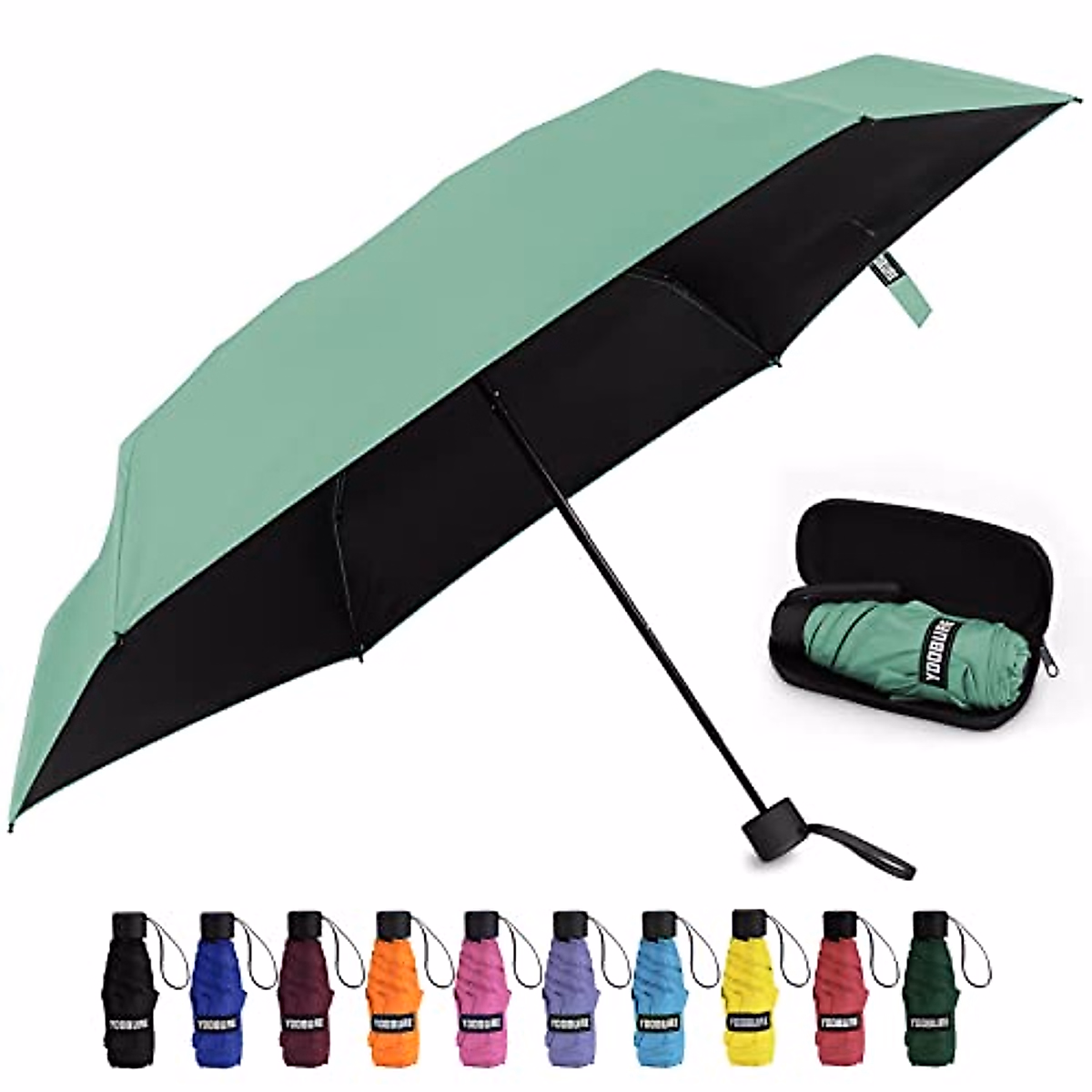 Yoobure Small Mini Umbrella with Case Light Compact Design Perfect for Travel Lightweight Portable Parasol Outdoor Sun&Rain Umbrellas