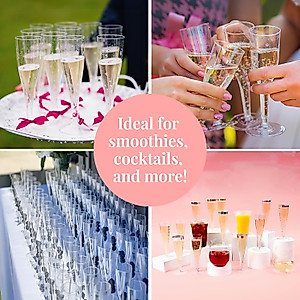 24 Plastic Champagne Flutes Disposable | Clear Plastic Champagne Glasses for Parties | Clear Plastic Cups | Plastic Toasting Glasses | Mimosa Glasses | New Years Eve Party Supplies 2023