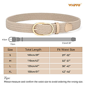 WHIPPY Braided Woven Stretch Belt Women Men Web Casual Unisex Mixed Color Woven Elastic Golf Belts for Jeans Pants S