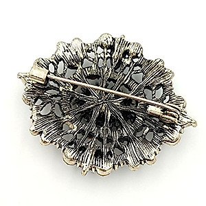 Antique Gold Tone Geometric Foliate Filigree Art Deco Blue Oval Shaped Brooch (Blue) (Red)