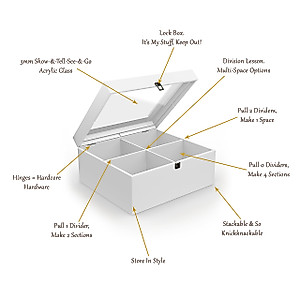 Wooden Storage Box for Clothing, Mail, Arts and Crafts, Photo, By Stony-Edge, 15″x13″x7″ (White)