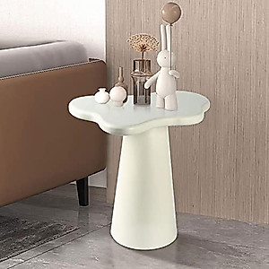 GRFIT Side Table End Table Small Drinking Table, Cloud Shaped End Table,Nightstand，Side Table Coffee Table for Small Place,for Office, Living Room Balcony and Bedroom, White Tea Table Coffee Table
