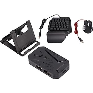 Mix Pro Keyboard and Mouse Adapter, One Handed Keyboard Mouse Combo Set Converter USB Wired Mobile Gaming Keyboard Mouse Adapter Converter for Android, iOS(BT 4.0)