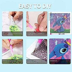 xackcme Stitch Diamond Painting Kits for Kids with Frame,Cartoon Diamond Art for Kids Ages 4-8-12,Easy Kids Gem Art Kit with Beautiful Package for Gift Home Wall Decor(7x7inch), CC015