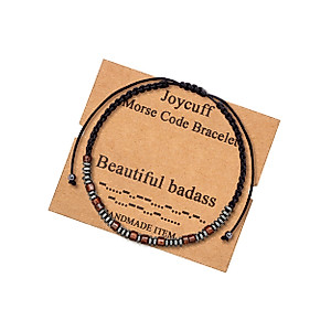 JoycuFF Gifts for Women Morse Code Bracelet for Women Secret Messages Wood Beads Jewelry Birthday Valentines Day Mother's Day Graduation Gifts for Daughter Best Friends Sisters Mom Teacher
